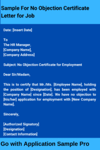 No Objection Certificate Letter - 7+ Samples - applicationsamplepro.com