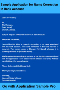 Application for Name Correction in Bank Account - 7+ Samples ...