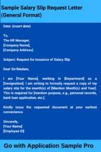 8+ Salary Slip Request Letter – Formats and Samples - applicationsamplepro.com
