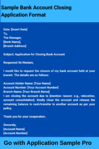 Bank Account Closing Application - 8+ Samples - applicationsamplepro.com