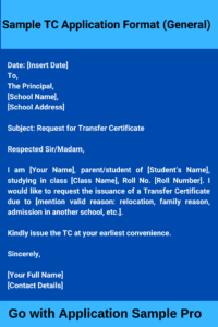 TC Application for School - 8+ Samples - applicationsamplepro.com