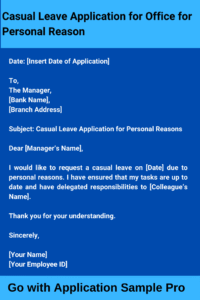 8+ Casual Leave Application for Office- Samples - applicationsamplepro.com