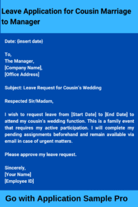 8+ Sample Leave Application for Cousin Marriage - applicationsamplepro.com