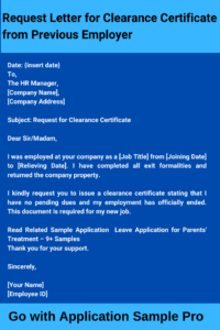 7+ Samples Application Letter for Clearance Certificate ...