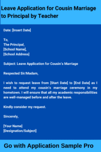 10+ Leave Application for Cousin Marriage to Principal – Samples ...