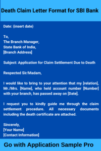 9+ Death Claim Letter Format for Bank – Samples - applicationsamplepro.com