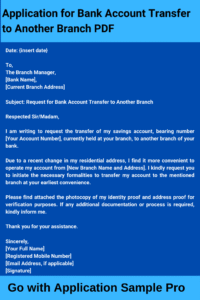 Application for Bank Account Transfer – 10+ samples - applicationsamplepro.com