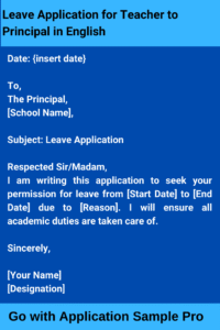 6+ Leave Application for Teachers – Samples - applicationsamplepro.com