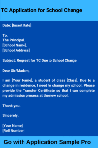 TC Application for School - 8+ Samples - applicationsamplepro.com