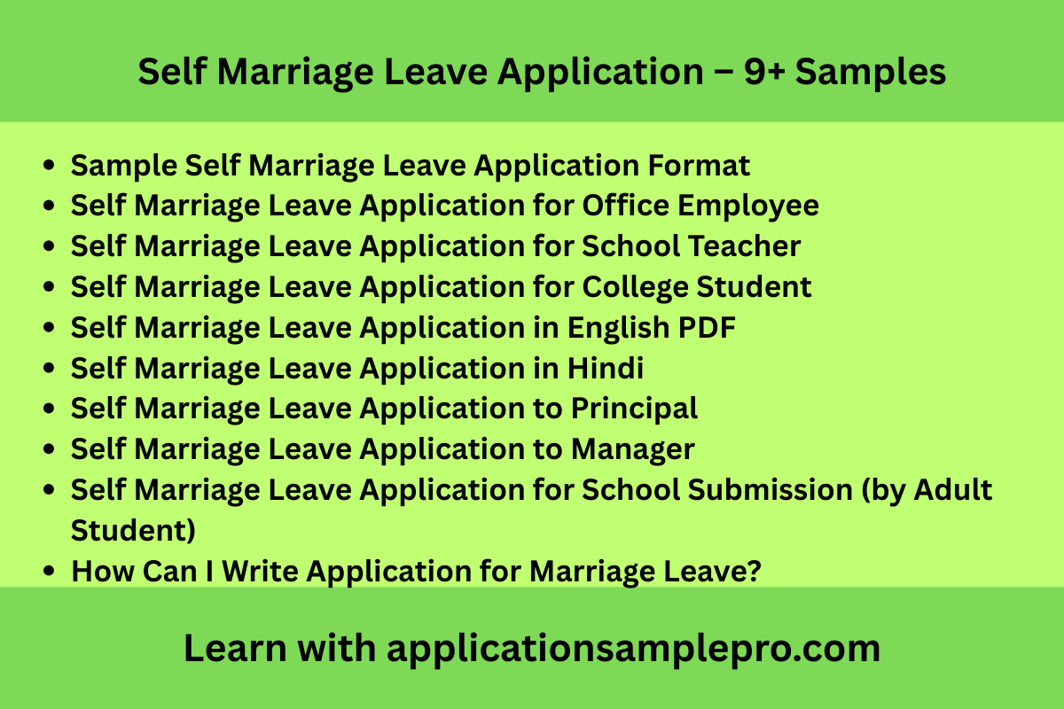 9+ Self Marriage Leave Application – Samples - applicationsamplepro.com