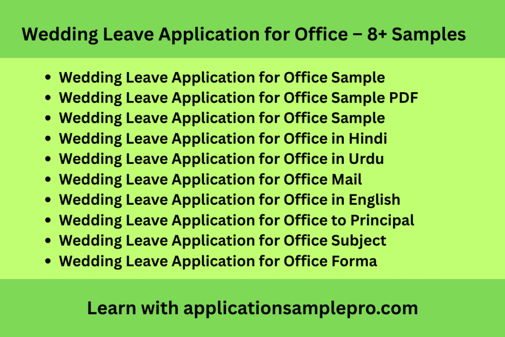 8+ Wedding Leave Application for Office – Samples ...