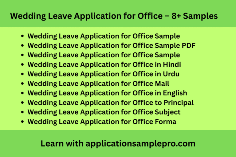 8+ Wedding Leave Application for Office – Samples ...