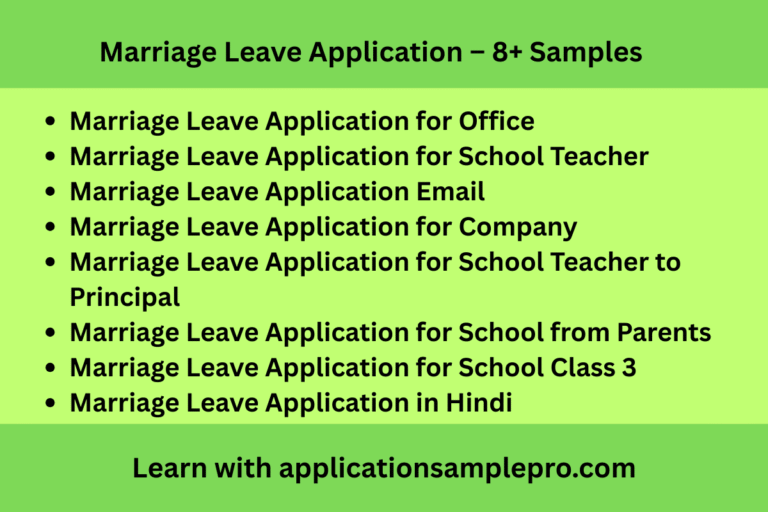 8+ Marriage Leave Application – Samples - applicationsamplepro.com