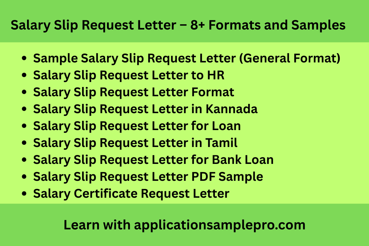 8+ Salary Slip Request Letter – Formats and Samples ...