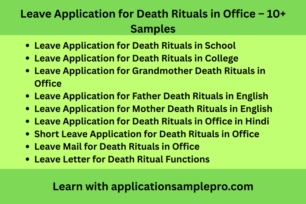 10+ Leave Application for Death Rituals in Office – Samples ...