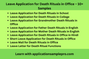10+ Leave Application for Death Rituals in Office – Samples ...