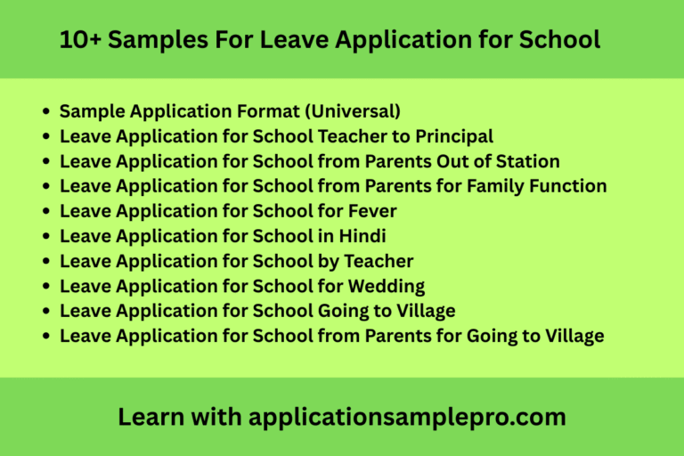 10+ Samples For Leave Application for School - applicationsamplepro.com