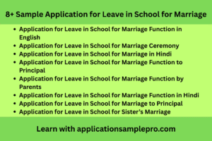 8+ Sample Application for Leave in School for Marriage ...