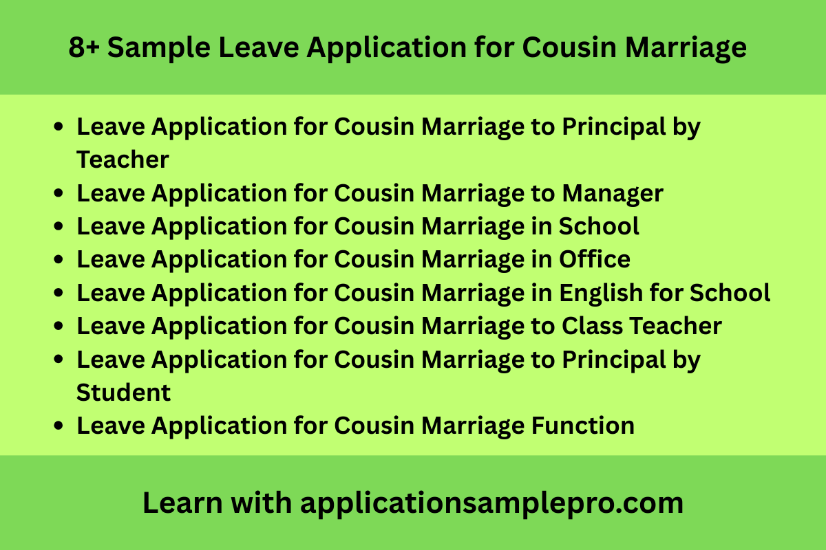 8+ Sample Leave Application for Cousin Marriage - applicationsamplepro.com
