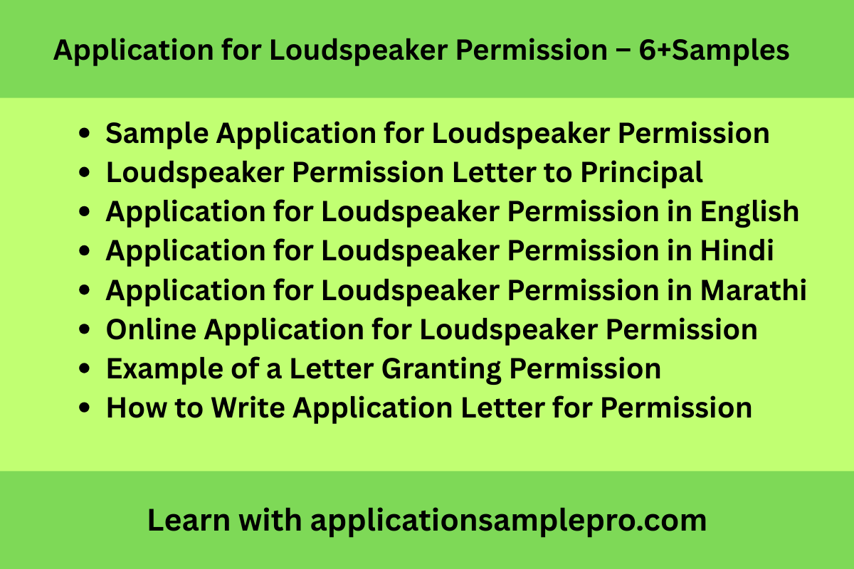 6+ Application for Loudspeaker Permission –Samples ...