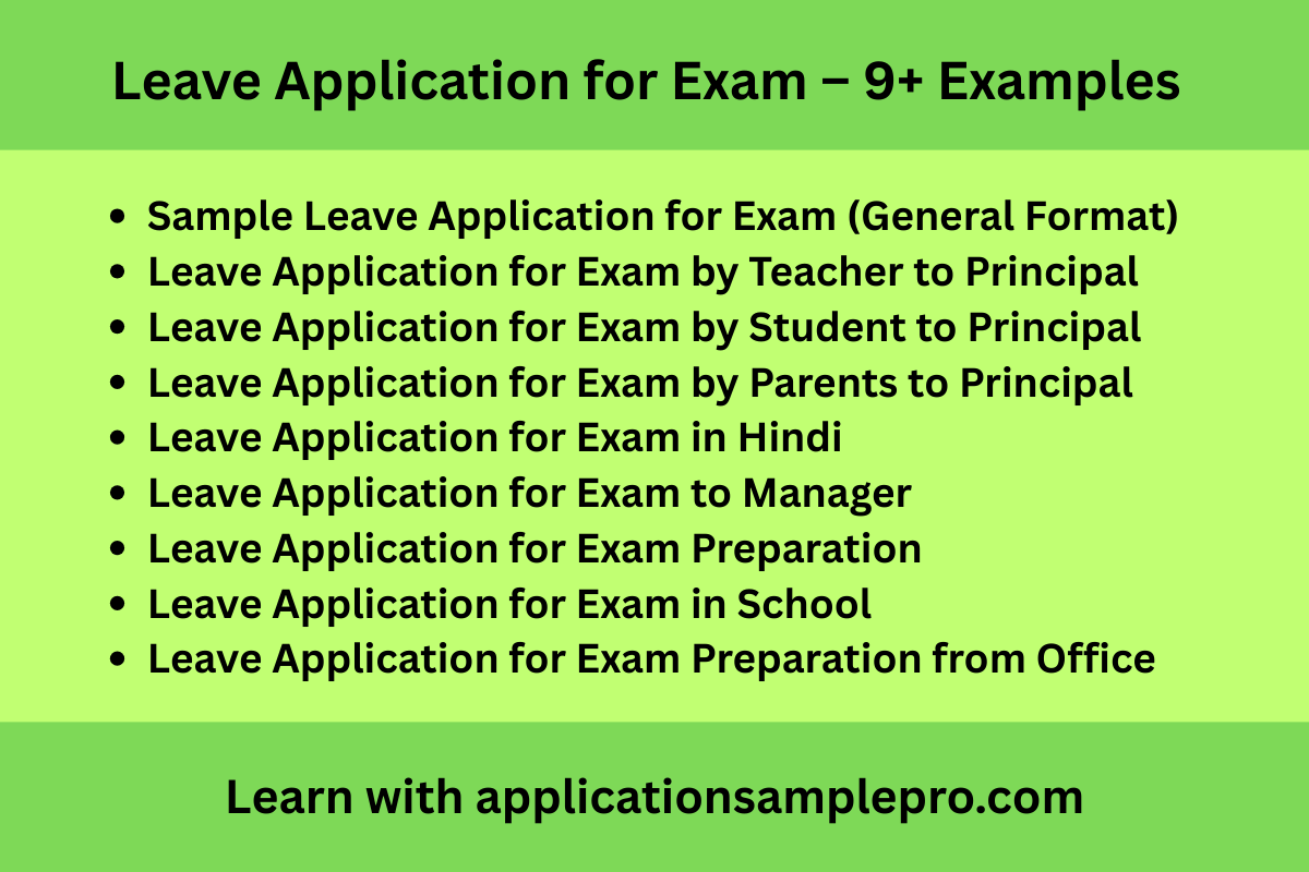 9+ Leave Application for Exam – Examples - applicationsamplepro.com