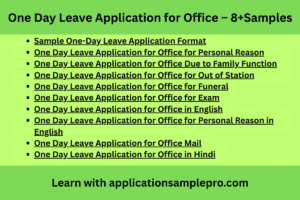 8+ One Day Leave Application for Office - Samples ...