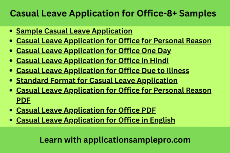 8+ Casual Leave Application for Office- Samples - applicationsamplepro.com
