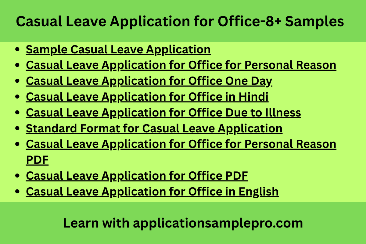 8+ Casual Leave Application for Office- Samples - applicationsamplepro.com