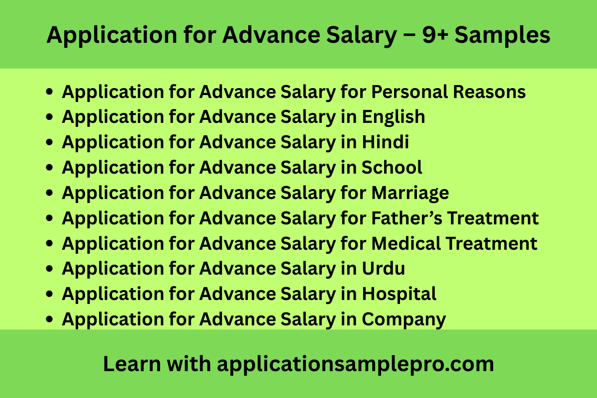 Application for Advance Salary - 9+ Samples - applicationsamplepro.com
