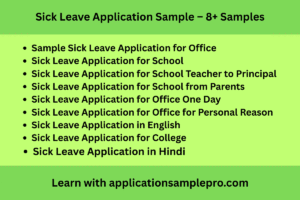 Sick Leave Application Sample - 8+ Samples - applicationsamplepro.com