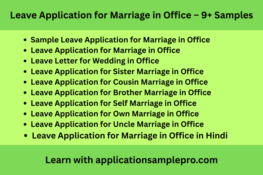 Leave Application for Marriage in Office – 9+ Samples ...