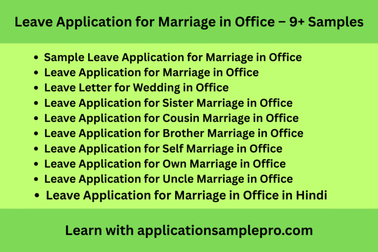Leave Application for Marriage in Office – 9+ Samples ...