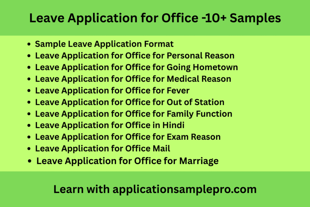 Leave Application for Office -10+ Samples - applicationsamplepro.com