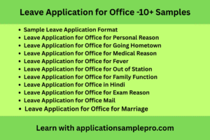 Leave Application for Office -10+ Samples - applicationsamplepro.com