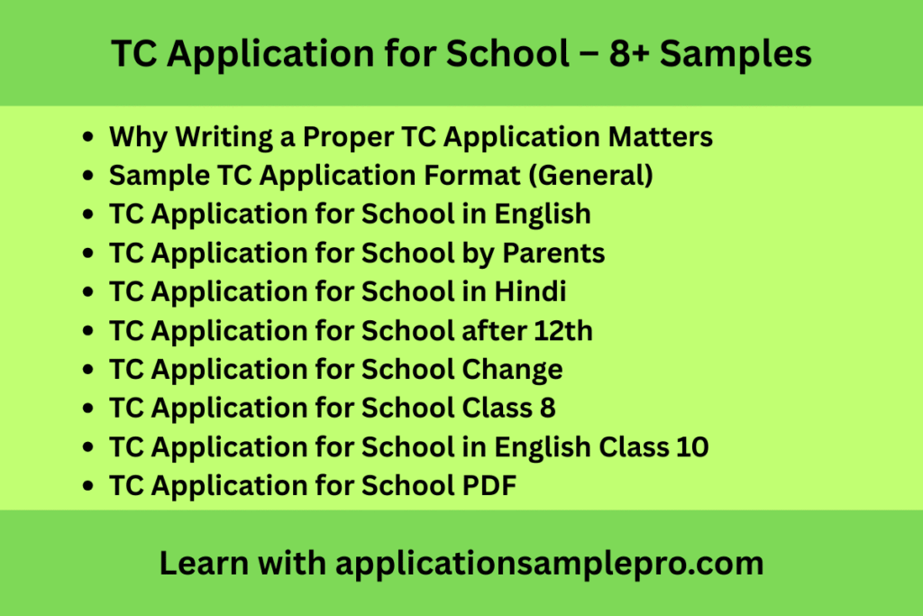 TC Application for School - 8+ Samples - applicationsamplepro.com