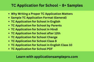 TC Application for School - 8+ Samples - applicationsamplepro.com
