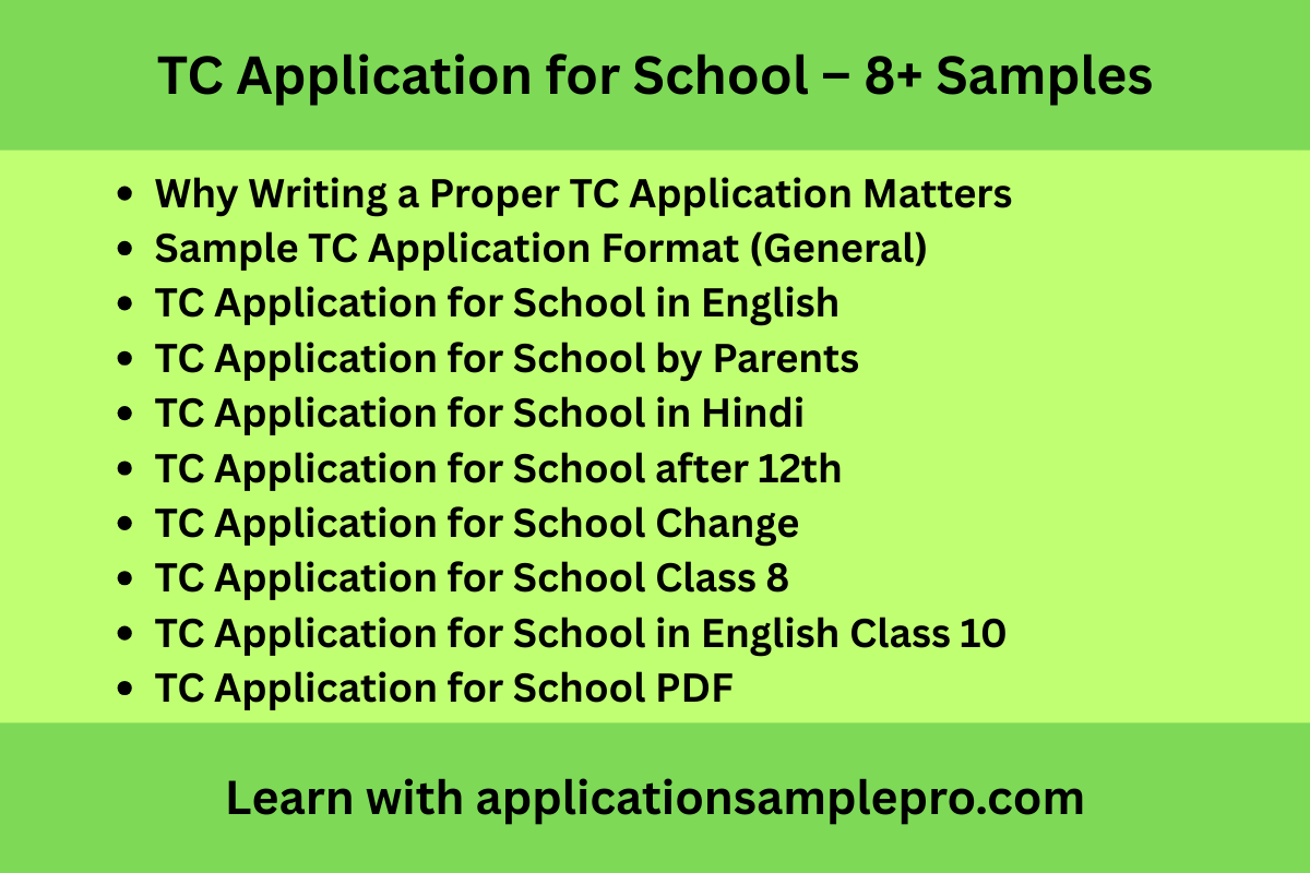 TC Application for School - 8+ Samples - applicationsamplepro.com