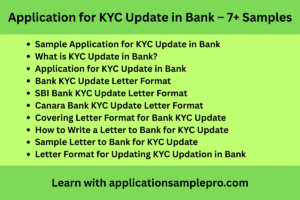 Application for KYC Update in Bank - 7+ Samples - applicationsamplepro.com