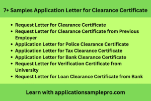 7+ Samples Application Letter for Clearance Certificate - applicationsamplepro.com