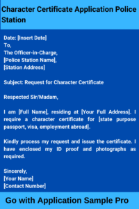9+ Character Certificate Application –Samples - applicationsamplepro.com
