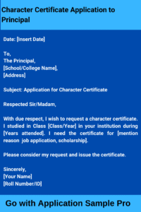 9+ Character Certificate Application –Samples - applicationsamplepro.com