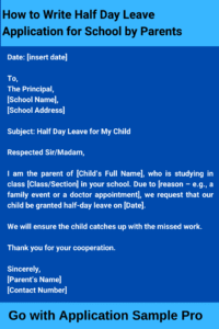 8+ Half Day Leave Application – Samples - applicationsamplepro.com