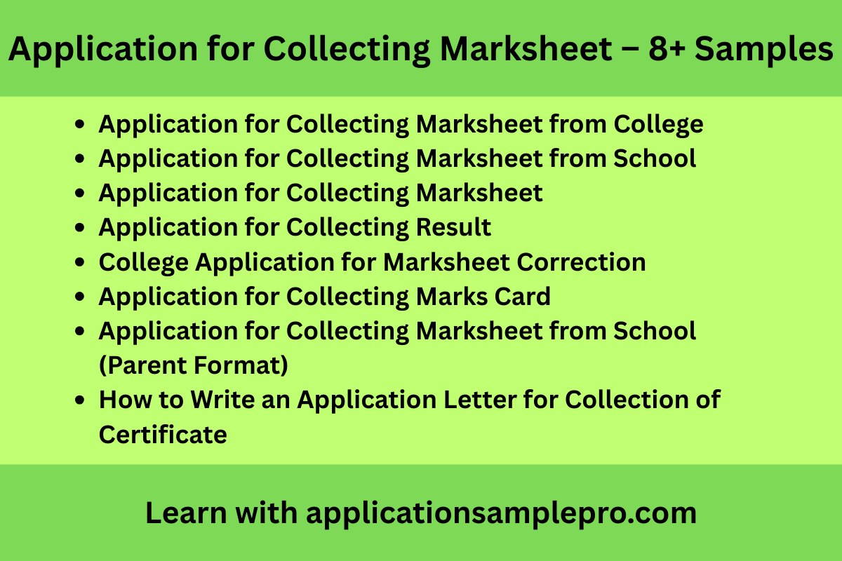 Application for Collecting Marksheet – 8+ Samples ...