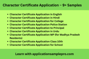 9+ Character Certificate Application –Samples - applicationsamplepro.com