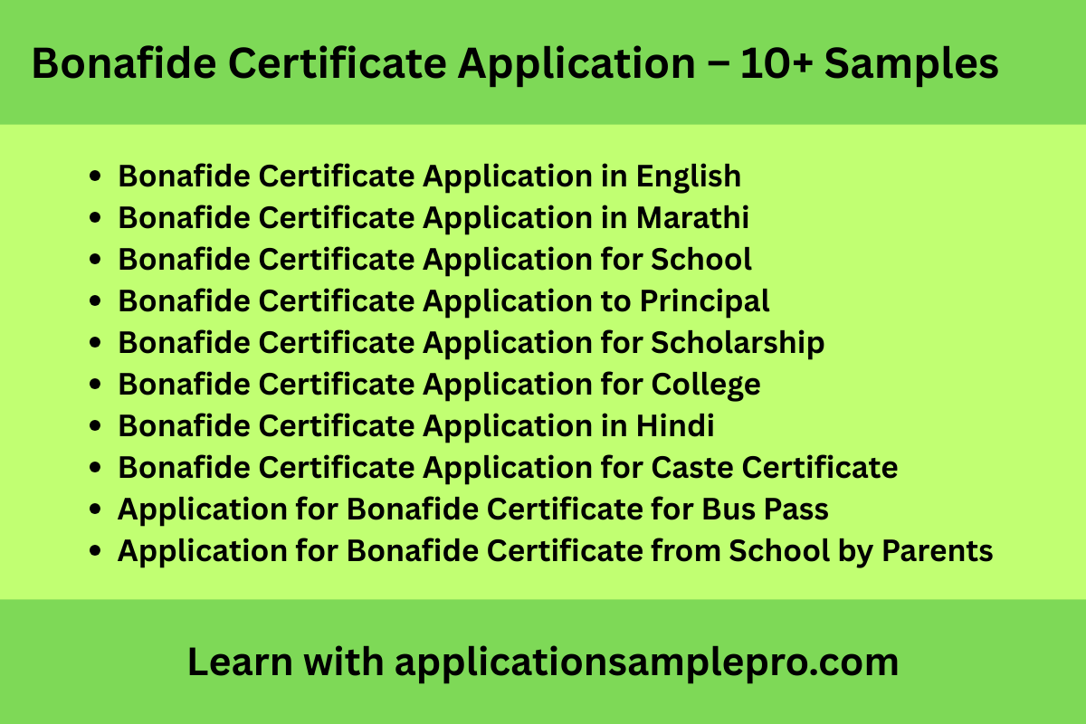 10+ Bonafide Certificate Application – Samples - applicationsamplepro.com