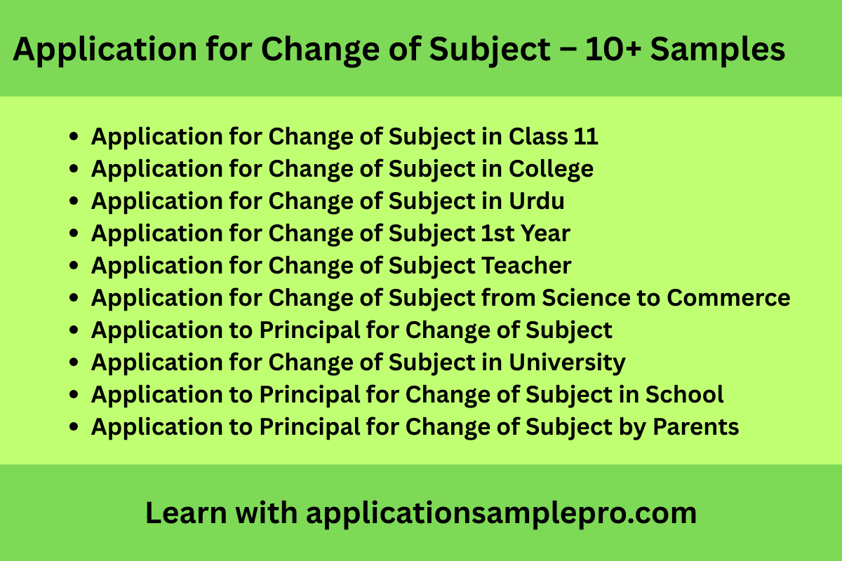10+ Application for Change of Subject -Samples - applicationsamplepro.com