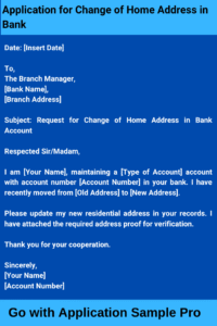 11+ Sample Formats For Application for Change of Address in Bank ...