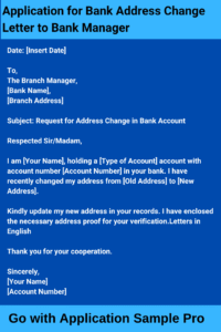 11+ Sample Formats For Application for Change of Address in Bank ...