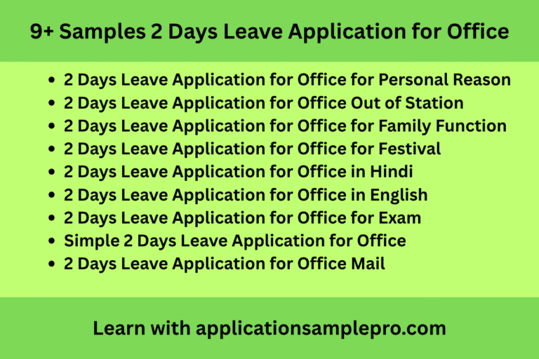 9+ Samples 2 Days Leave Application for Office - applicationsamplepro.com